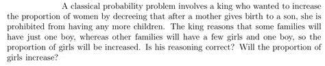 Solved A Classical Probability Problem Involves A King Who