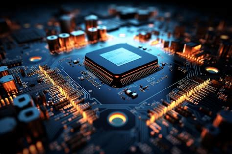 Premium Photo Tech Symphony Processor Microchips And Transistors Dance On Electronic Canvas