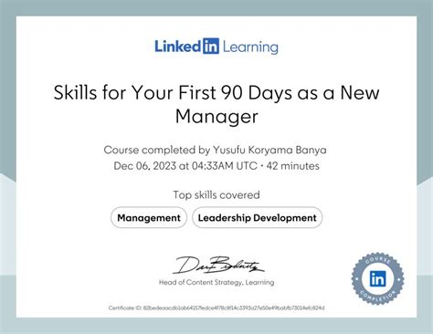 Certificate Of Completion Yusufu Koryama Banya