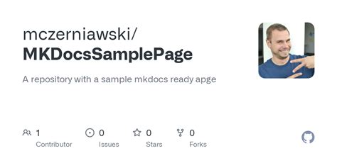 Github Mczerniawski Mkdocssamplepage A Repository With A Sample Mkdocs Ready Apge