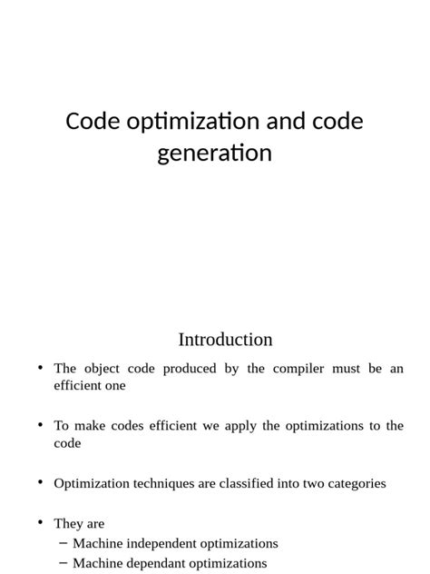 Code Optimization And Code Genration Pdf