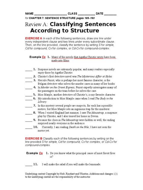 sentence types worksheets worksheets library