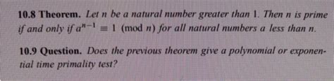 Solved Theorem Let N Be A Natural Number Greater Than Chegg