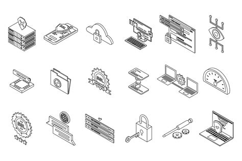 Ssl Certificate Icons Set Vector Outline Graphic By Ylivdesign