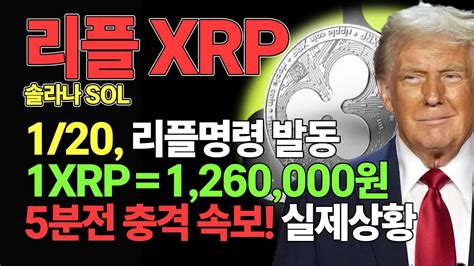 리플 솔라나🔥충격적인 속보 실제상황 🔥1xrp1260000원🔥트럼프 명령서 유출🔥 리플 리플전망 밈코인