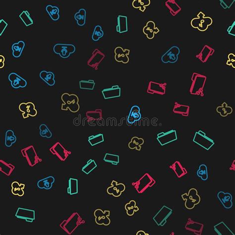 Set Add New Folder Cloud Download And Document Folder With Clock White Square Button Stock