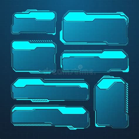 Blue Futuristic Hud Or Ui Elements Sci Fi User Interface Text Boxes Callouts Stock Vector
