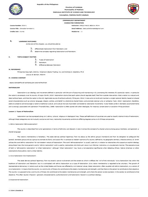 Cflm 1 Module 2 Pdf Nationalism Identity Politics