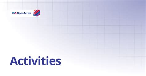 Activities Openactive Use Case Framework