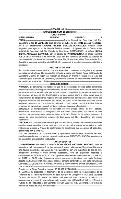 3 Escritura Publica Notaria No 15 Expediente Num 25 2022 Hhh