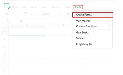 Create A Form In Zoho Sheet Zoho Sheet Help Guide