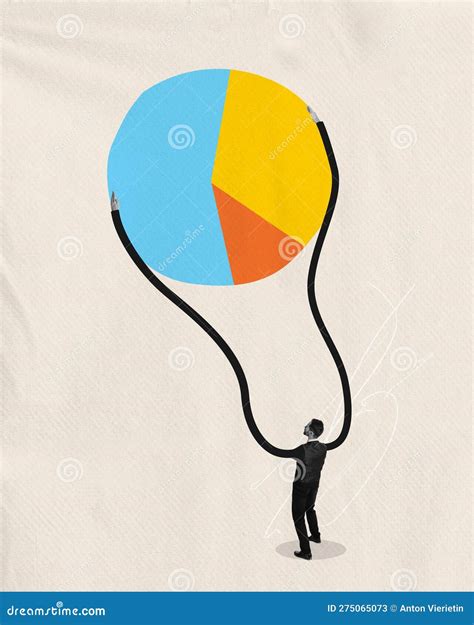 Contemporary Artwork Of Pensive Business Man With Unusual Body Shape