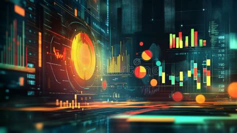 Colorful Digital Data Visualization With Graphs And Charts Representing