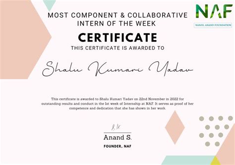 shalu kumari yadav on linkedin internship internoftheweek naf