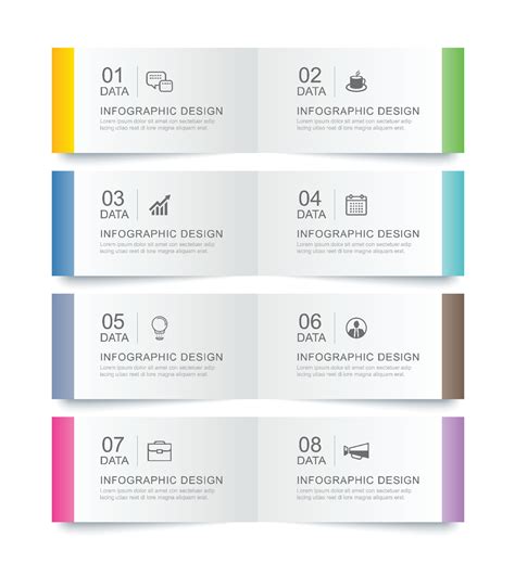 8 Data Infographics Tab Paper Index Template Vector Illustration