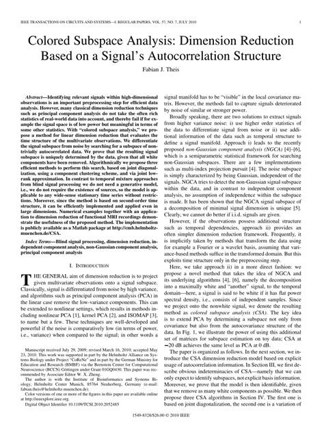 pdf colored subspace analysis dimension reduction based on a signal