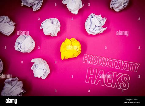 Writing Note Showing Productivity Hacks Business Photo Showcasing