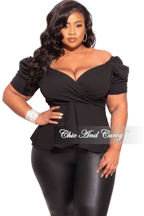 Final Sale Plus Size Peplum Top In Black Shopperboard