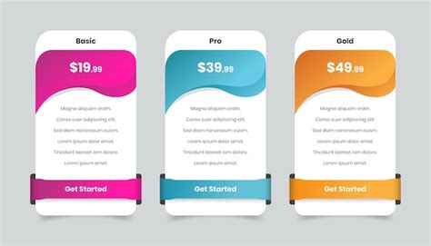 Premium Vector Abstract Gradient Pricing Comparison Table Web And Mobile App Ui Element