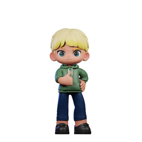 Premium Psd 3d Cartoon Character With Blonde Hair Showing Thumbs Up Pose