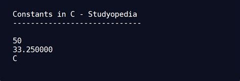 Constants In C Language Studyopedia