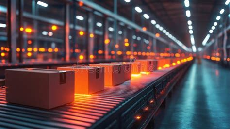 Modern Warehouse Hub Showcases Efficient Sorting And Fulfillment Operations With Illuminated