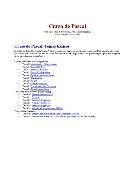 Curso De Pascal Pdf Lenguaje De Programación Compilador