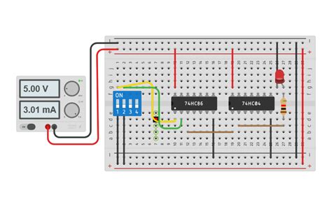 circuit design rangkaian gerbang logika xnor tinkercad