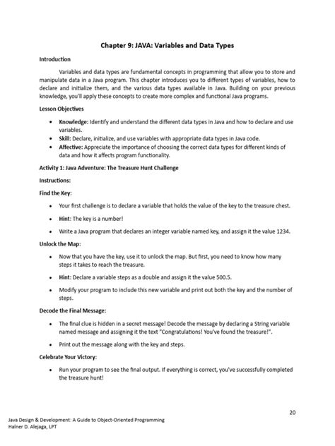 Lesson 10 Data Types And Variables Pdf Data Type Variable