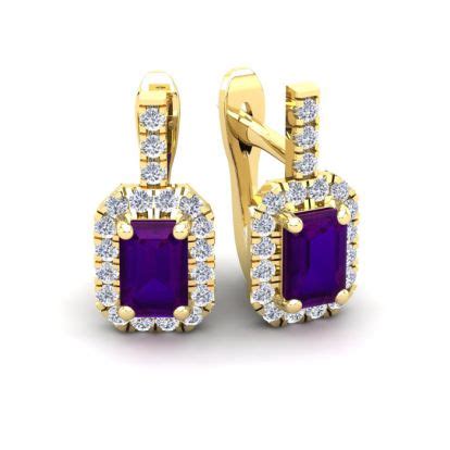 Amethyst Earrings February Birthstone 1 12 Carat Amethyst And Halo