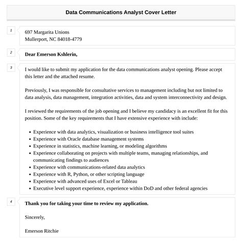 Data Communications Analyst Cover Letter Velvet Jobs