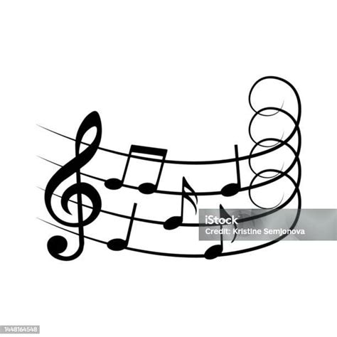 Music Notes Wave With Swirls Vector Illustration Stock Illustration