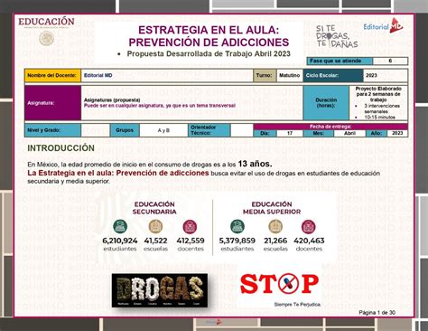 Estrategia En El Aula 2026 Campaña Por La Paz Y Contra Las Adicciones