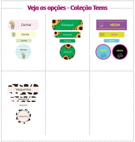 Etiquetas Escolares Teens Mix De Formatos Etiquetas Escolares Teens Mix De Formatos