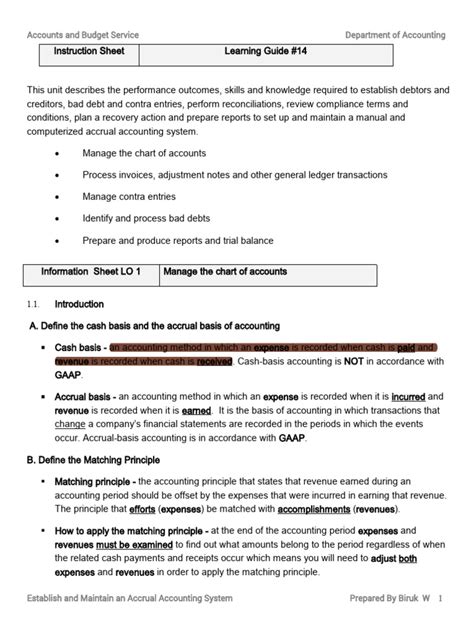 Maintain An Accrual Accounting System 1 Pdf