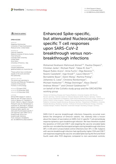 Pdf Enhanced Spike Specific But Attenuated Nucleocapsid Specific T