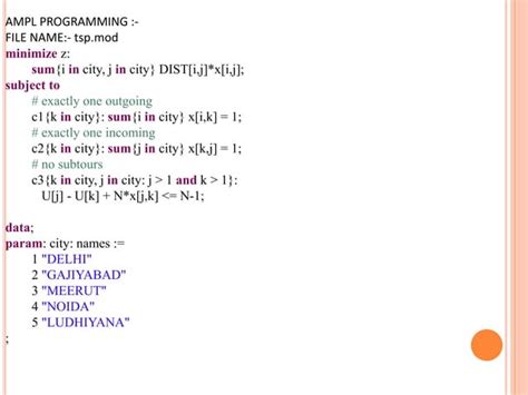 operation research model for solving tsp pptx programming languages