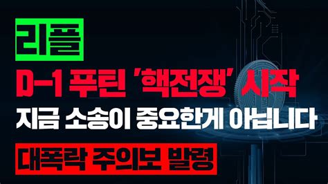 리플 D 1 푸틴 핵전쟁 시작 지금 소송이 중요한게 아닙니다 대폭락 주의보 발령 리플리플코인전망 리플코인호재 리플전망