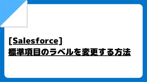 【salesforce入門】標準項目のラベルを変更する方法 3流なseのメモ帳
