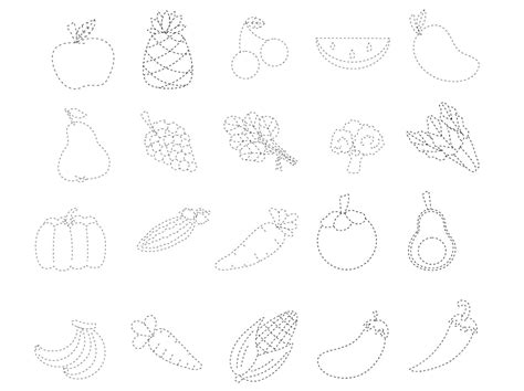 Premium Vector Tracing Fruit And Vegetable For Printable Preschool