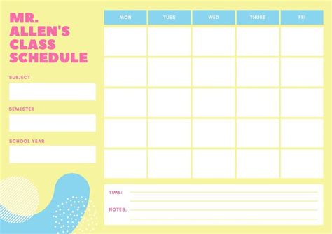 Free Online Class Schedules Design A Custom Class Schedule In Canva C81 Class Schedule