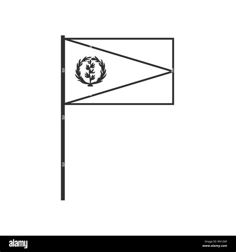 Eritrea Flag Icon In Black Outline Flat Design Independence Day Or