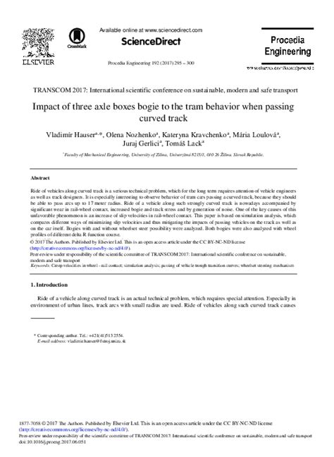 pdf impact of three axle boxes bogie to the tram behavior when