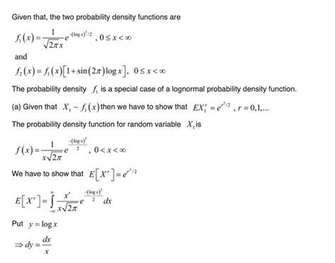 Solved Given That The Two Probability Density Functions Are Chegg