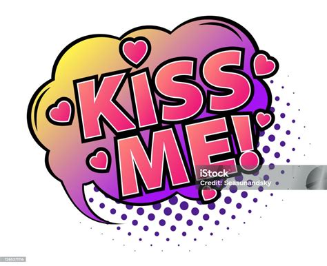 코믹 레터링 키스 미 코믹 스피치 버블 과 감성 텍스트 키스 나 화이트 배경에 고립 복고풍 팝 아트 스타일에 벡터 밝은 동적 만화 일러스트 만화 텍스트 음향 효과 구름에