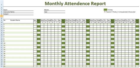 Attendance Sheet Excel Template