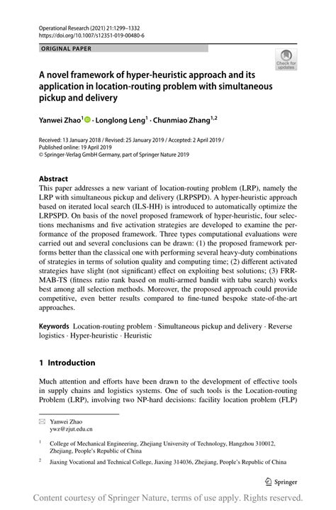 A Novel Framework Of Hyper Heuristic Approach And Its Application In Location Routing Problem
