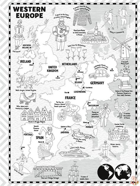 世界地図の大陸 ぬりえ