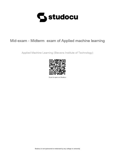 Mid Exam Midterm Exam Of Applied Machine Learning Pdf Machine Learning Artificial Neural
