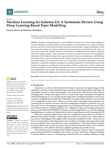 Machine Learning For Industry 40 A Systematic Review Using Deep